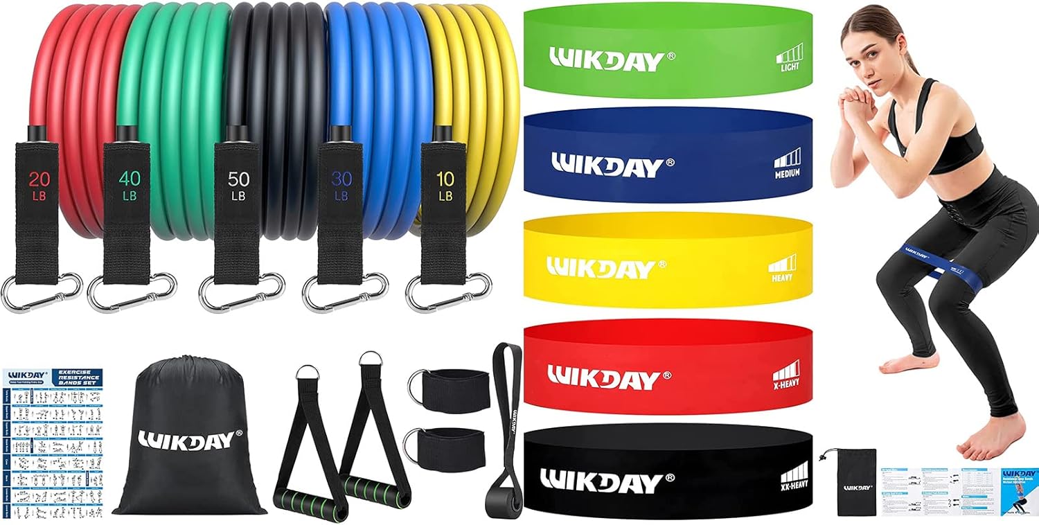 WIKDAY Bandas de resistencia para entrenamiento, bandas de ejercicio ...