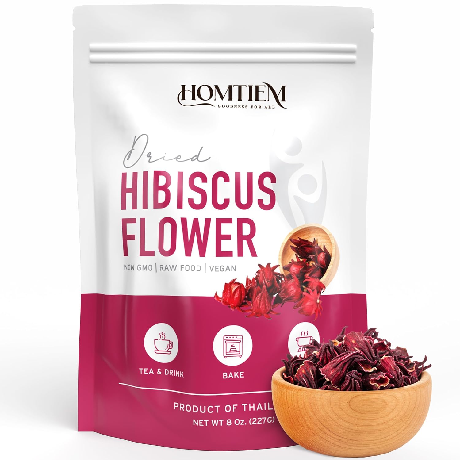 Amazon.com : Homtiem Organic Dried Hibiscus Flower 8 Oz (227g) - Whole ...