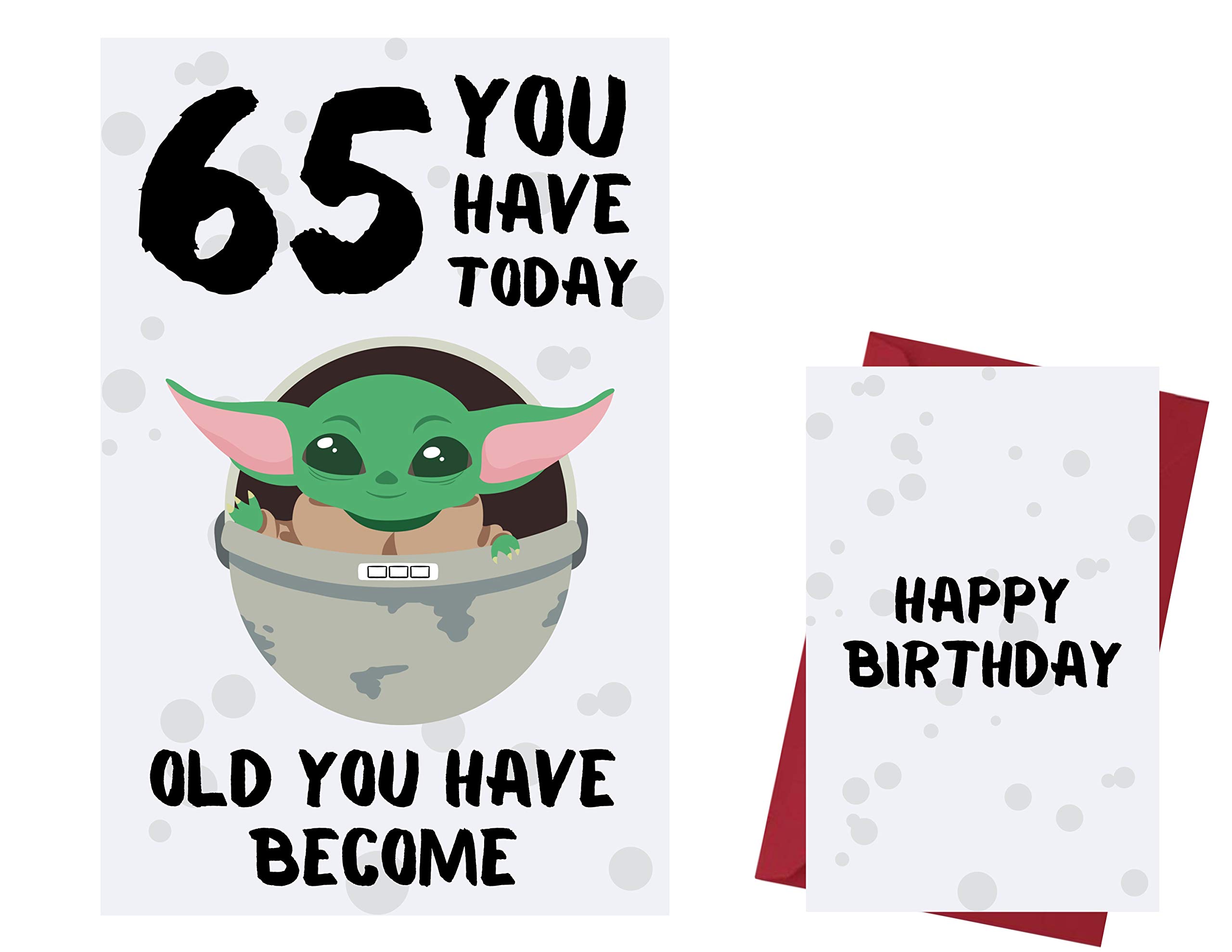 Buy Funny Cute Baby Yoda 65th Birthday Card – Baby Yoda 65 Years Old ...