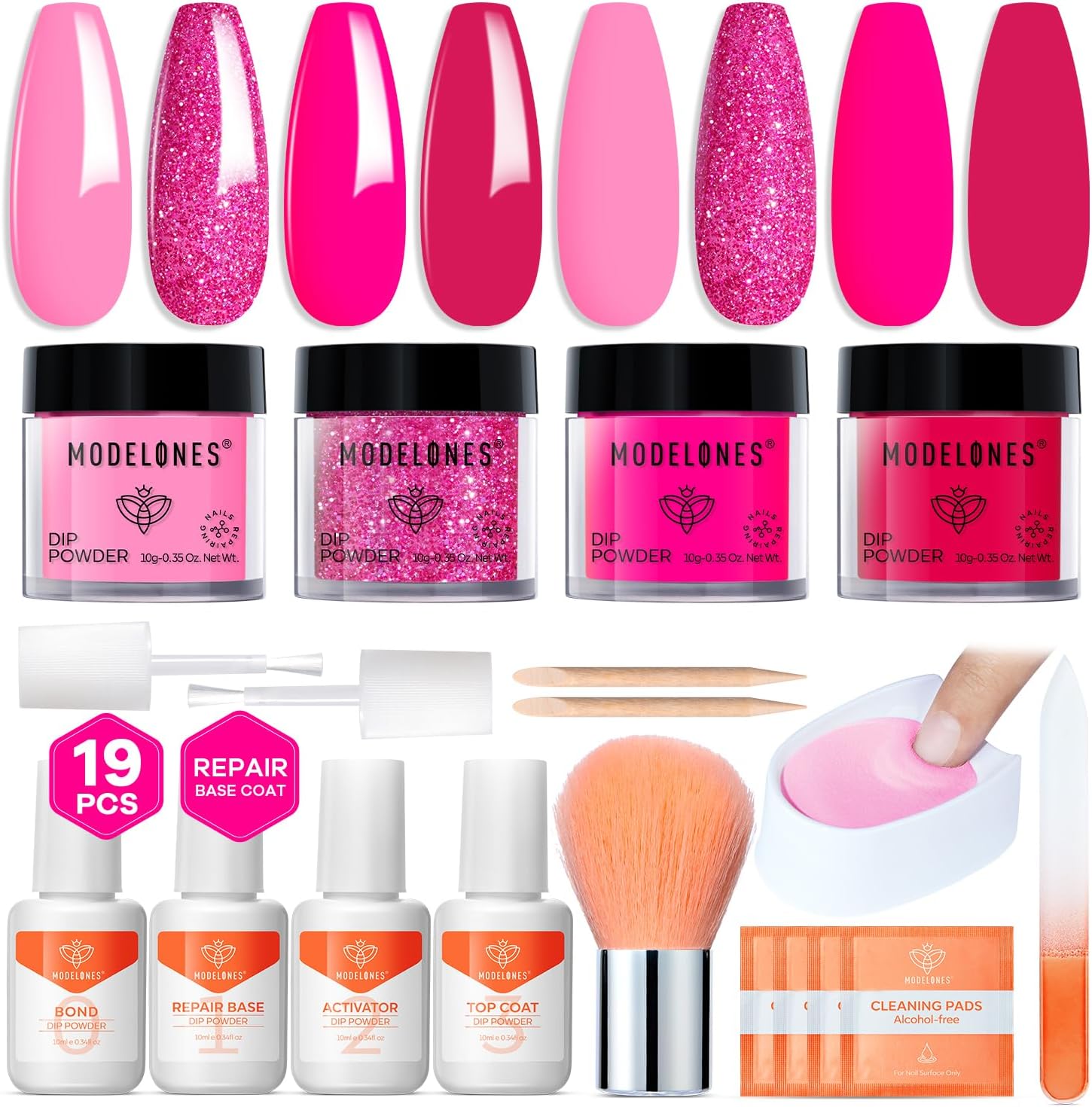 Amazon.com: Modelones Dip Powder Nail Kit, 4 Colors Valentine's Day Hot ...