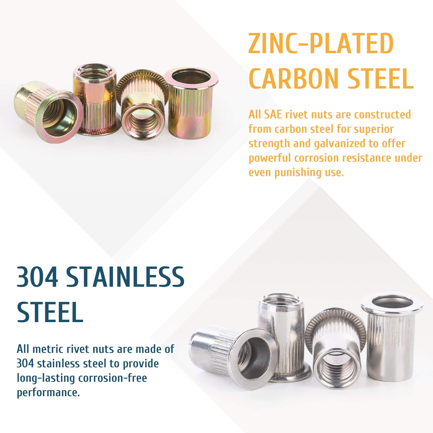 Snapklik.com : ZELCAN Stainless Steel Rivet Nut Kit, SAE & Metric ...