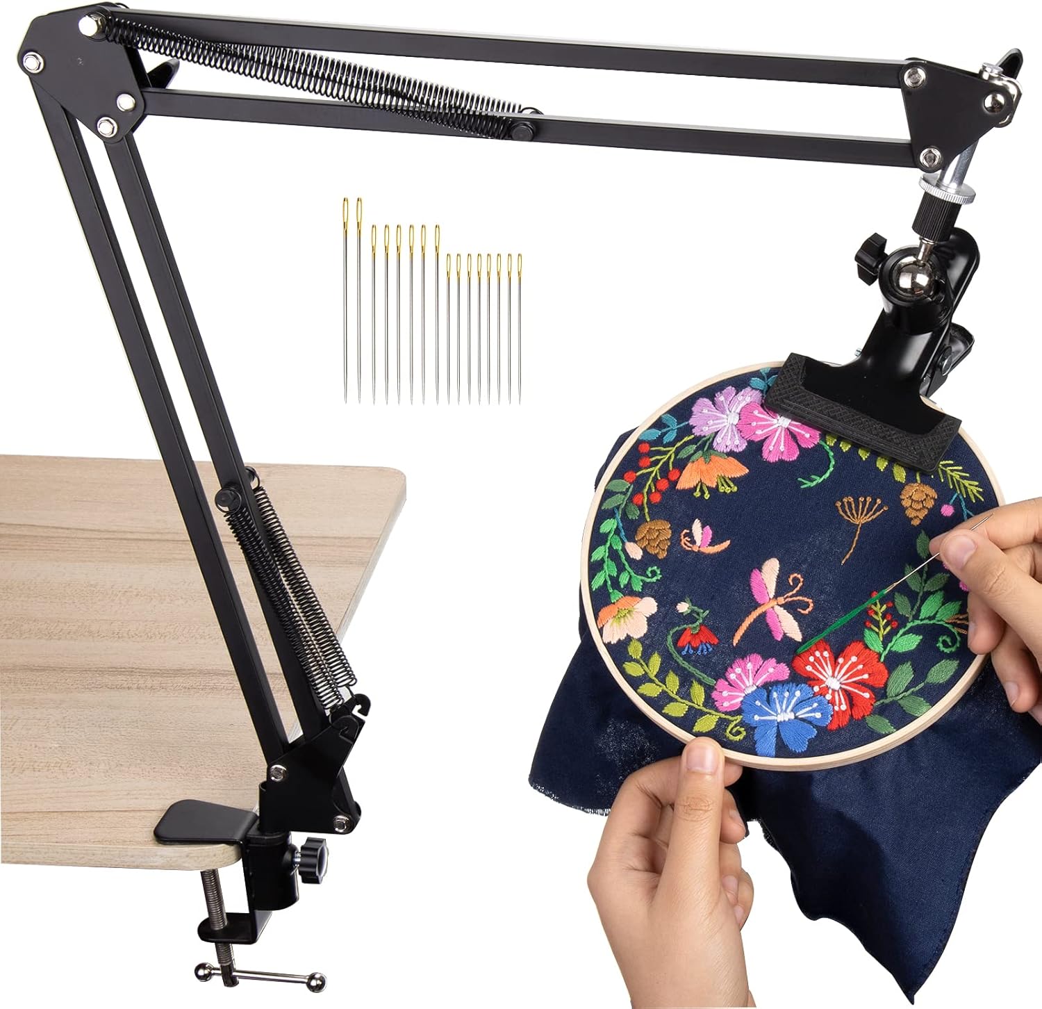 Amazon.com: Caydo Adjustable Metal Embroidery Hoop Stand, Folding ...