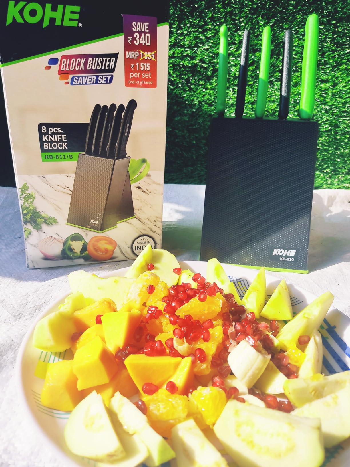 Buy KOHE 8 PCS Stainless Steel Kitchen Knife Set with Block, Knife ...