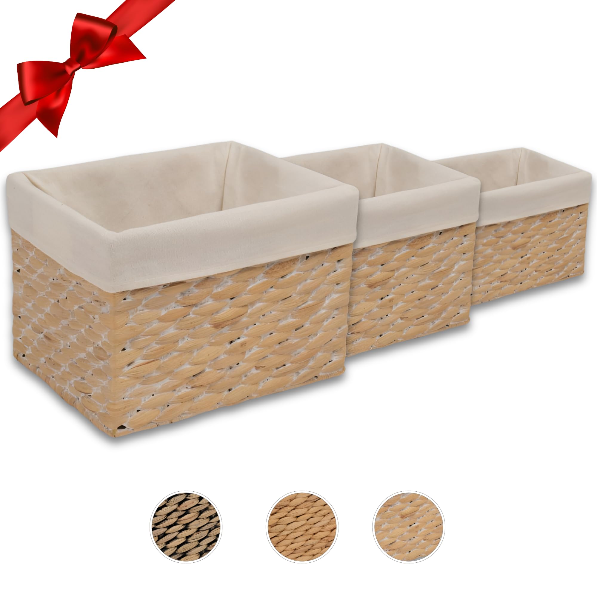 Snapklik.com : Decocoon Wicker Baskets 3 Pack - Rectangular Rattan ...