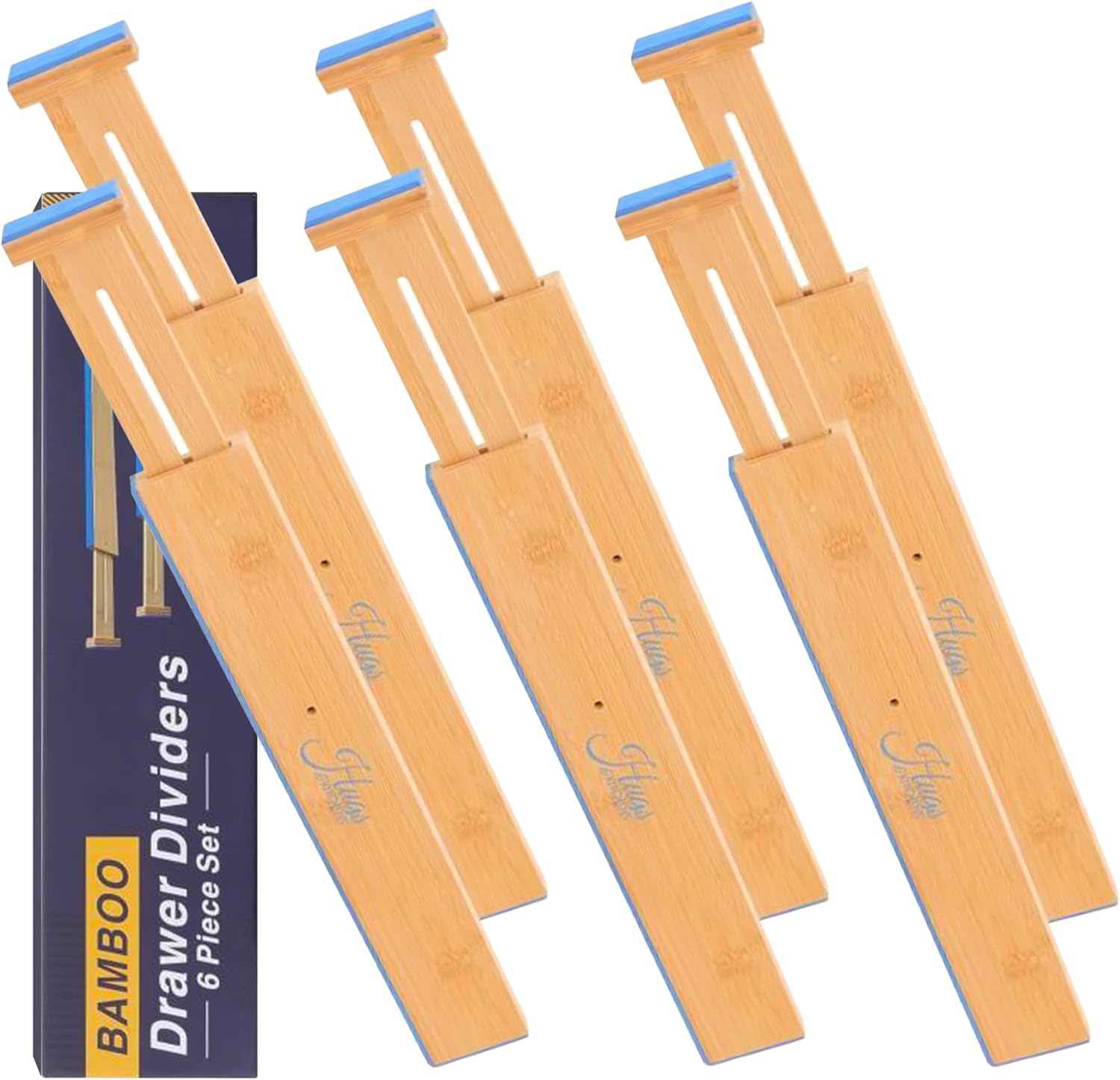 Amazon.com: Hugs & Kitchens Bamboo Drawer Dividers - Adjustable ...