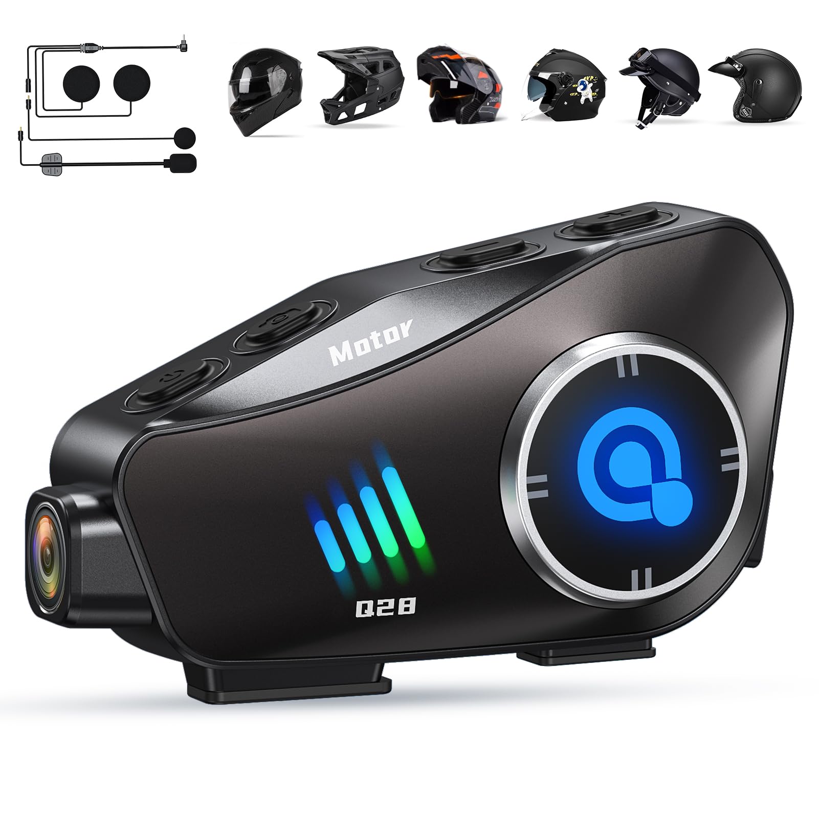 Motorcycle Helmet Headset with HD Camera 1080P Video, Motorcycle helmet ...