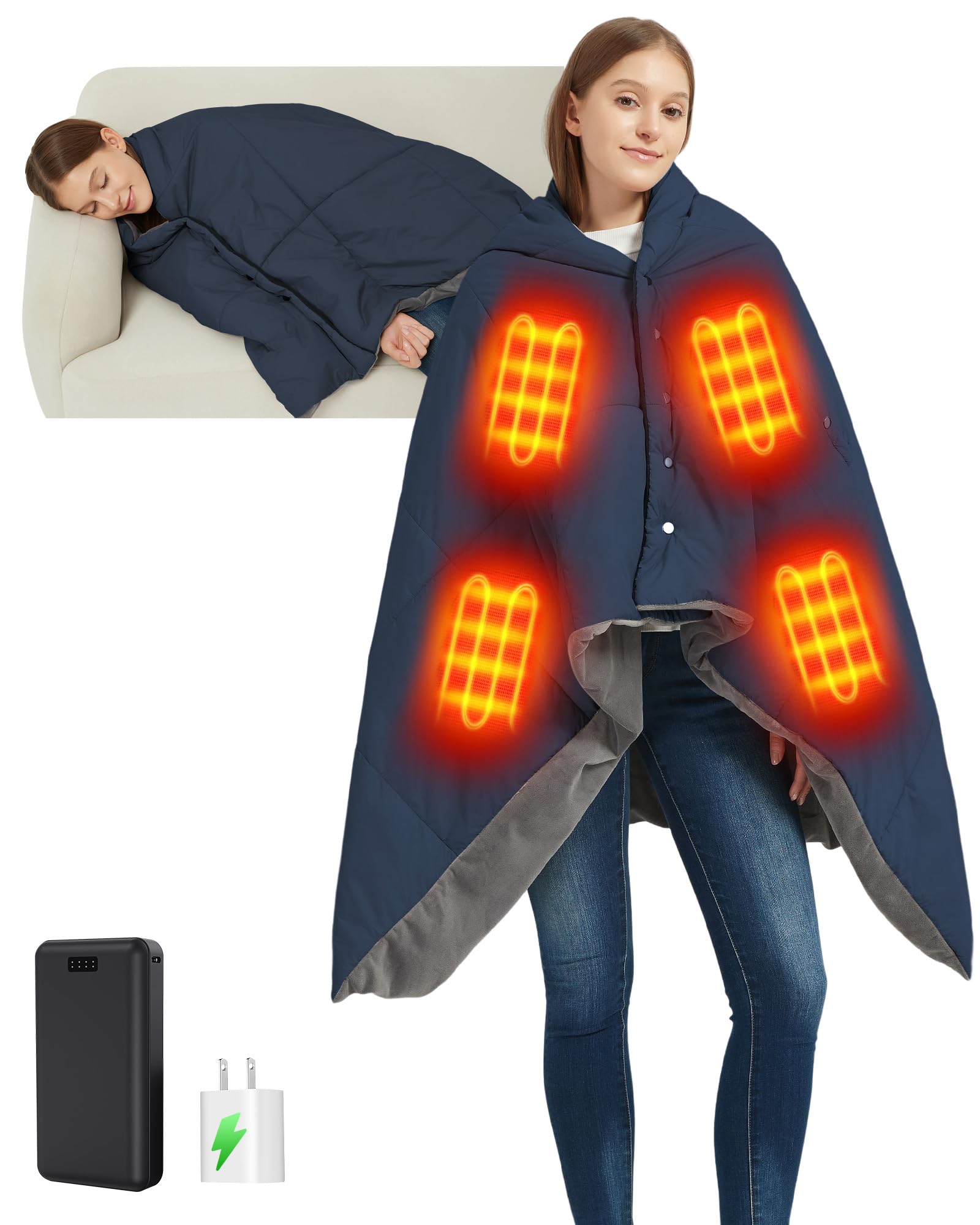 Amazon.com: CYCYHEAT 20000mAh Heated Blanket Battery Operated - 7.4V DC ...