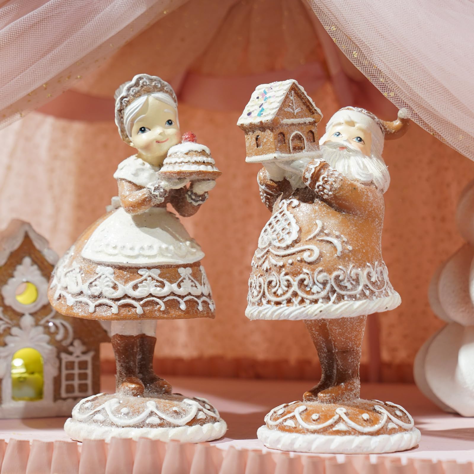 Braxio Gingerbread Christmas Decor Gifts for Women - 2Pc Resin ...