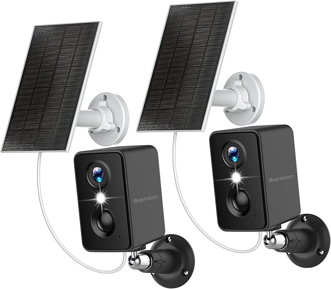 Septekon 2K Security Cameras Wireless Outdoor 2 Pack, Solar Battery ...