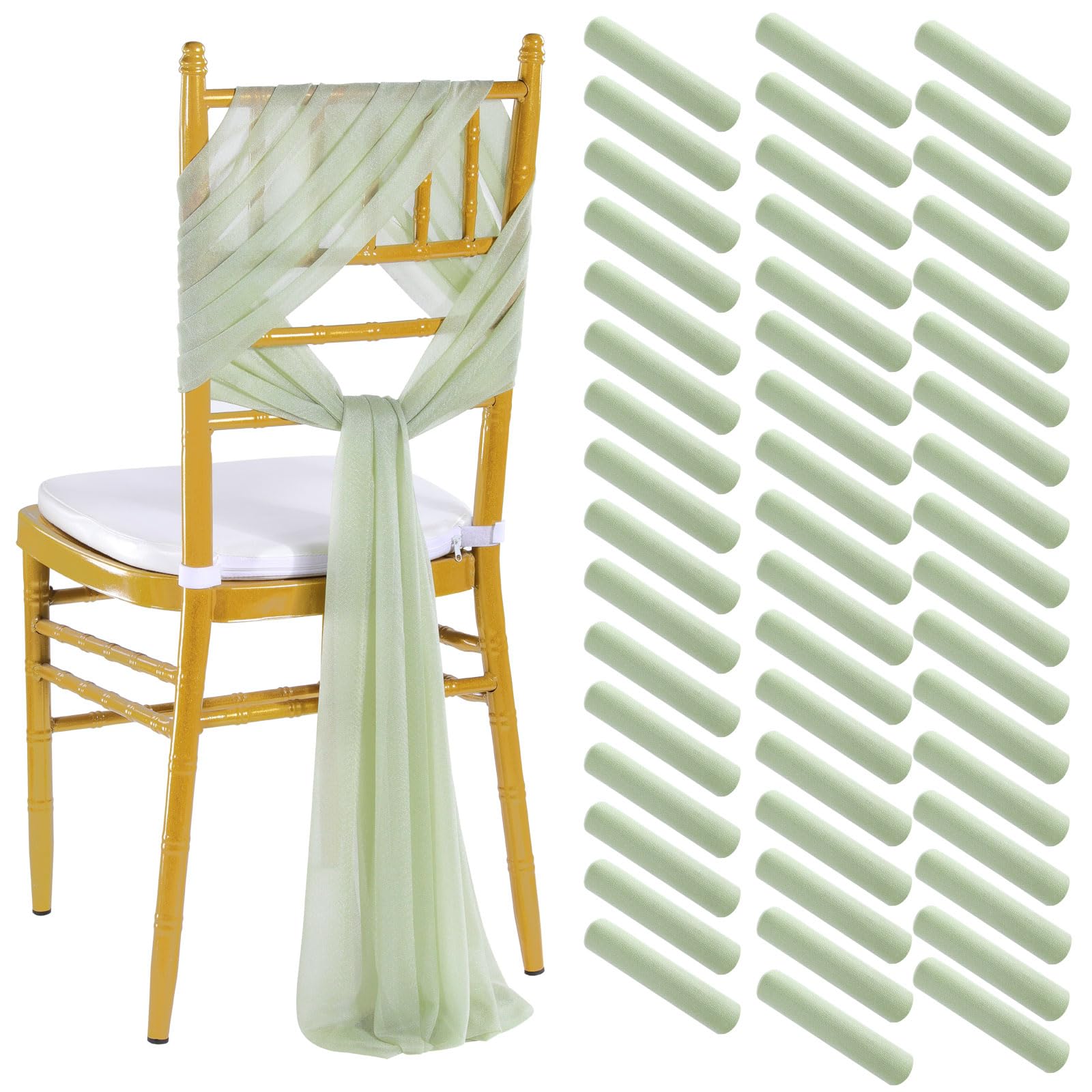 Amazon.com : PakiInno Sage Green Chair Sashes Fabric: 50 PCS Wedding ...
