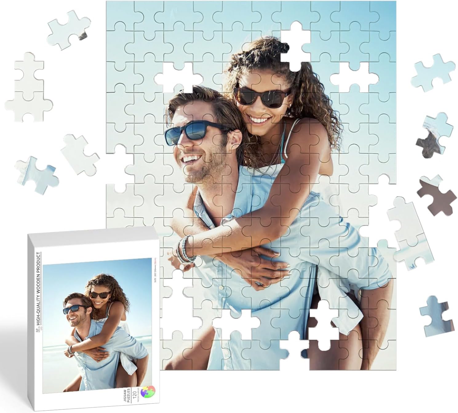 Amazon.com: Custom Puzzle from Photo, Personalized Puzzle for Adults 120/200/300/500/1000 Pieces ...