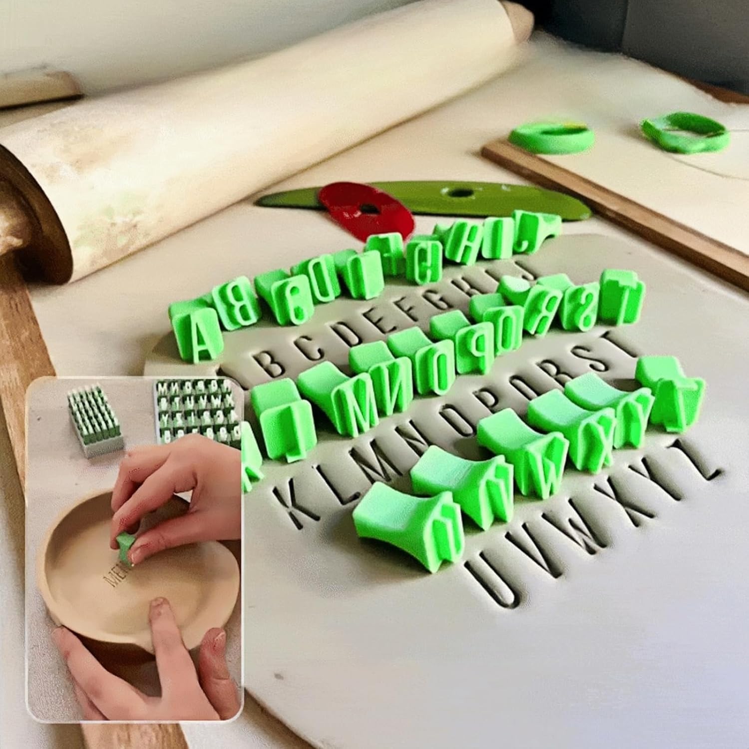 Amazon.com : Alphabet Stamps Set for Clay Pottery - Polymer Clay Tools ...