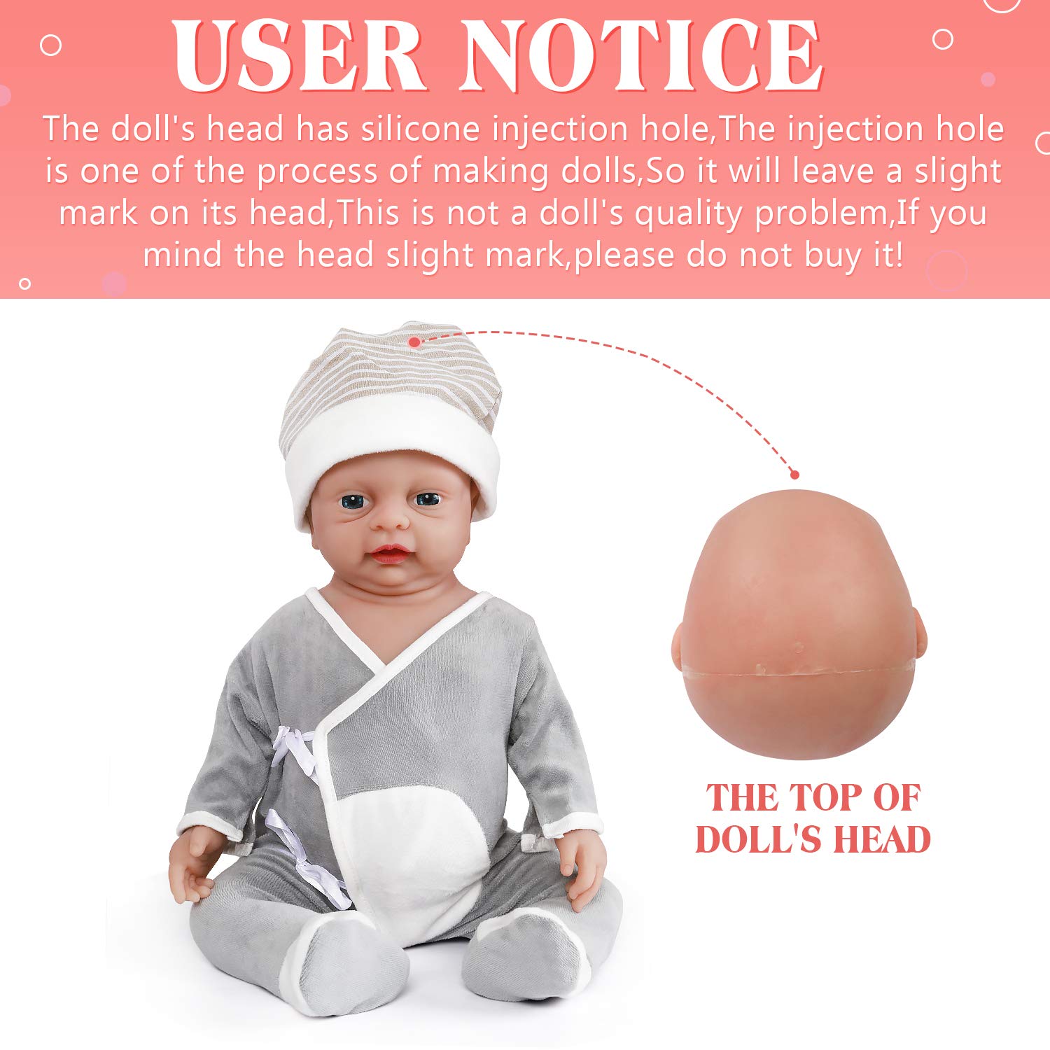 Vollence 18 inch Full Silicone Realistic Baby Doll,Not Vinyl Material ...