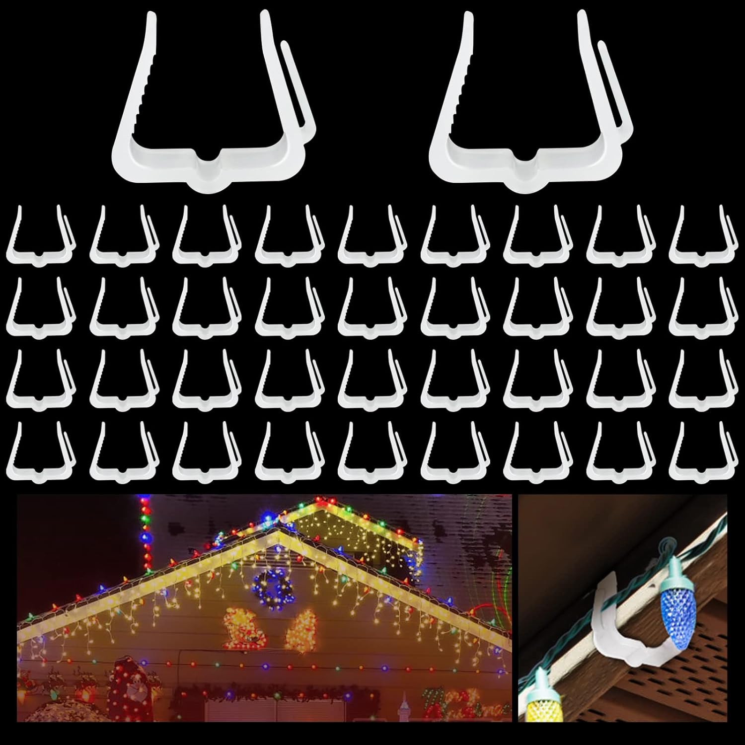Amazon.com: jixsloft Plastic Christmas Light Hanger Clips, Fascia Board ...