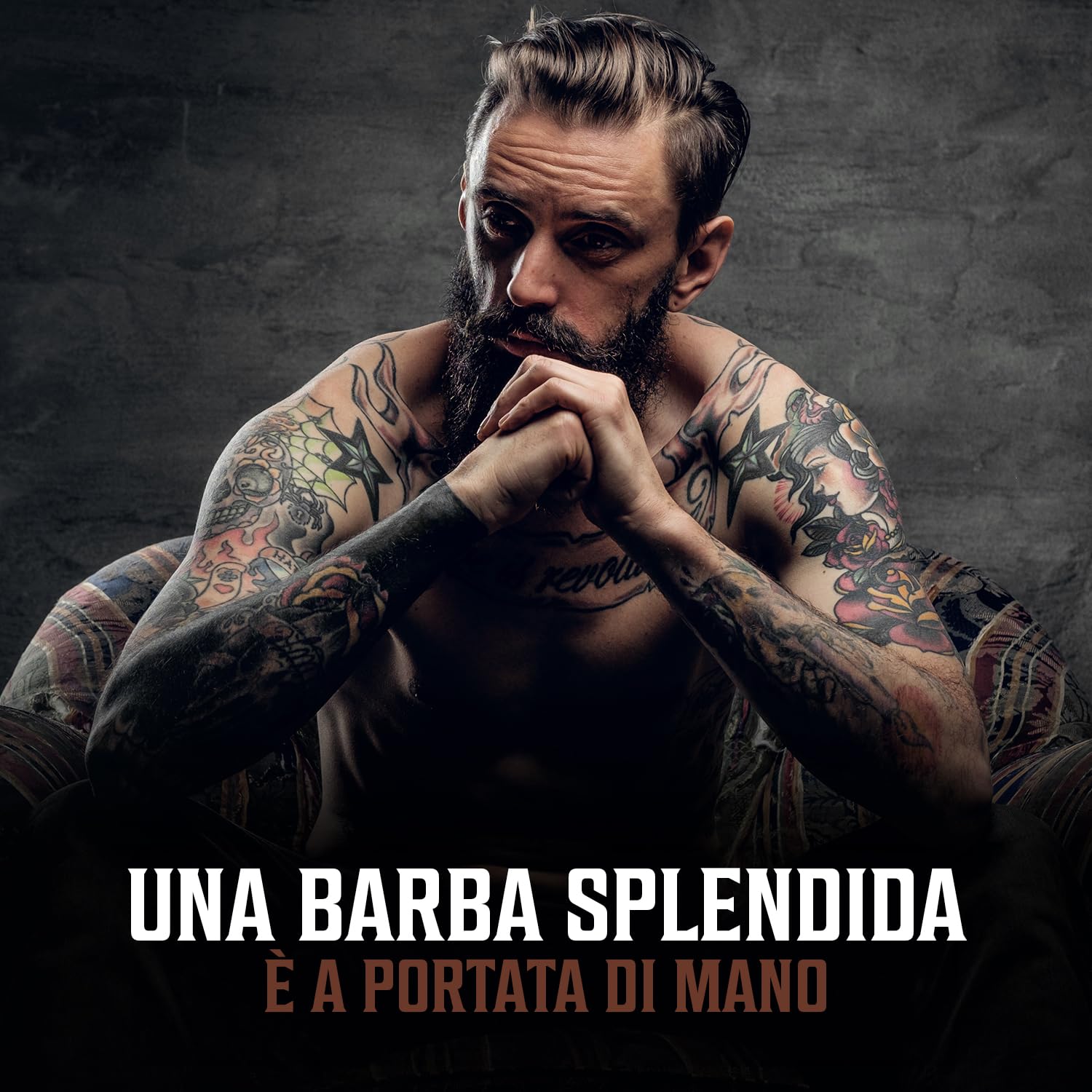 Uomo Barba Tattoos Bello Uomo Calvo Con Barba Tatuaggio Che Indossa