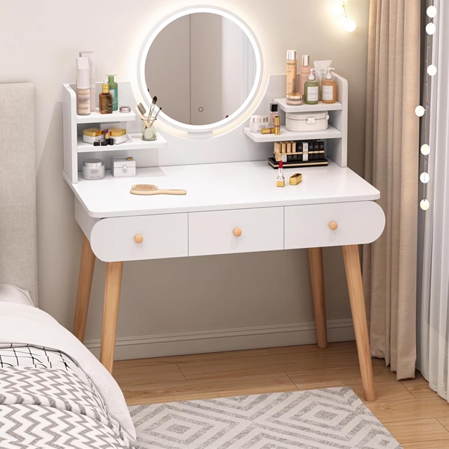 Amazon.com: HASMI Makeup Vanity, Makeup Vanity Desk with Mirror and ...