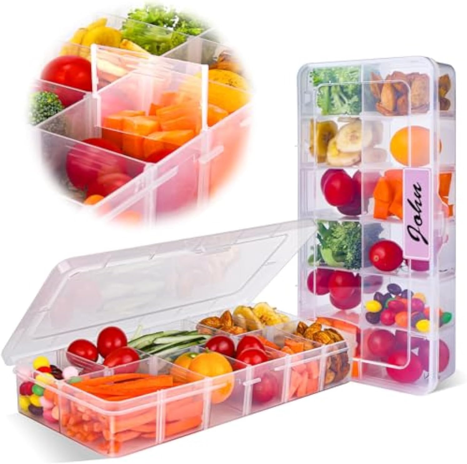 Amazon.com: Juexica 4 Pcs Snack Box Container Adjustable Divided Snack ...