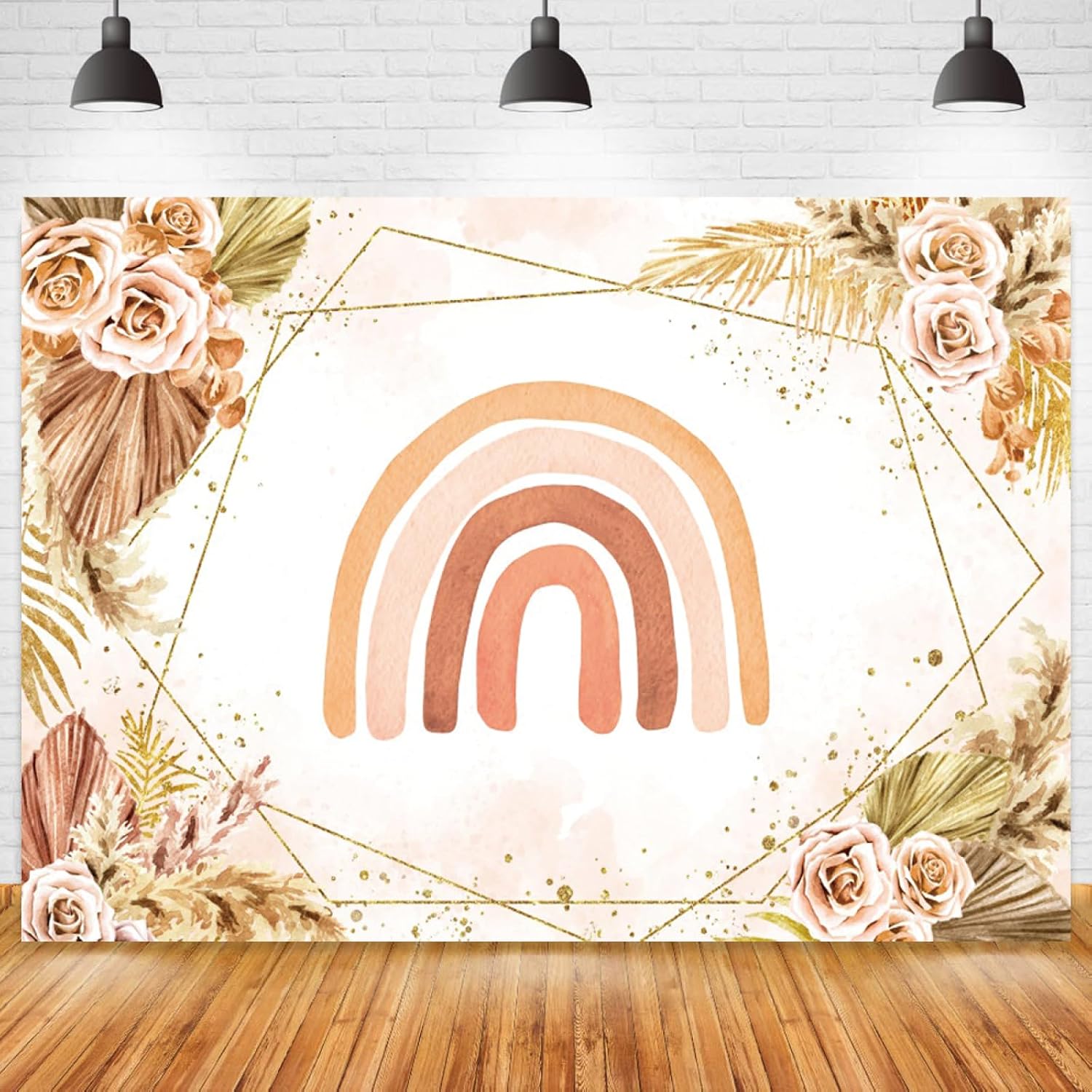 Amazon.com : Boho Rainbow Pink Birthday Backdrop Bohemian Baby Girl ...