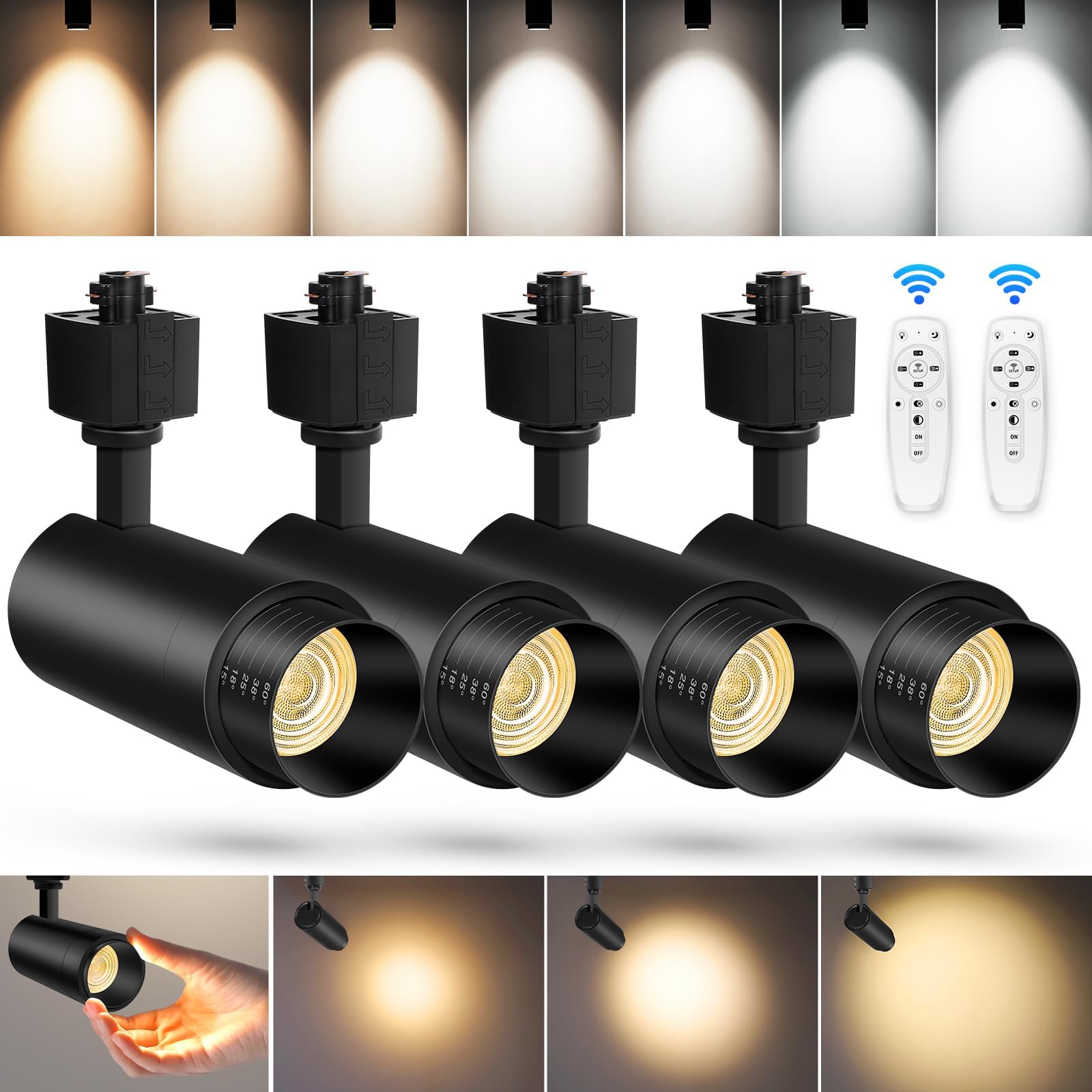 AOAXL 12W Zoomable LED Track Lighting Heads, 2700-6500k Adjustable H ...