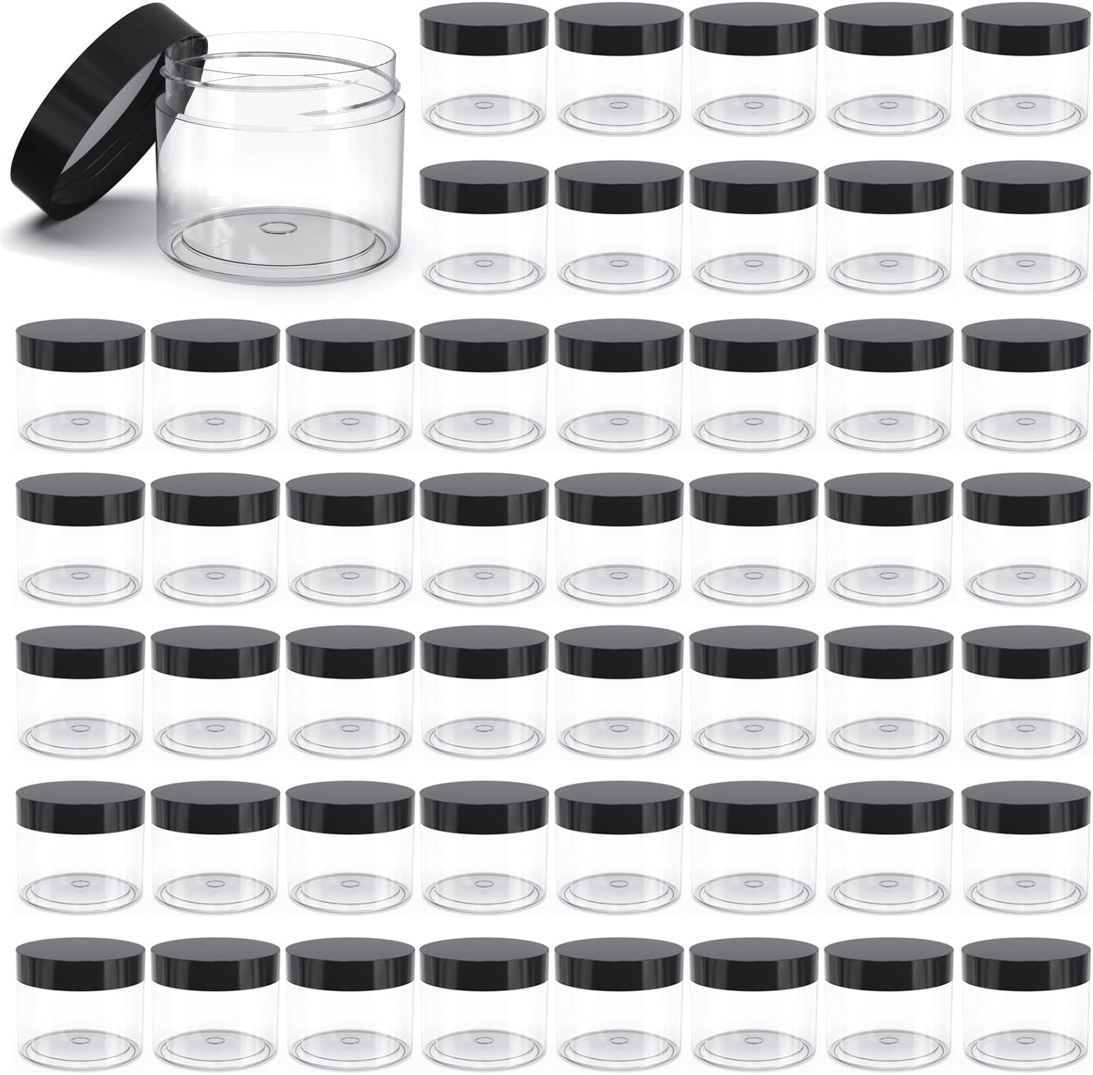Amazon.com: LEXININ 65 Pack 4 oz Clear Plastic Jars with Black Lids ...