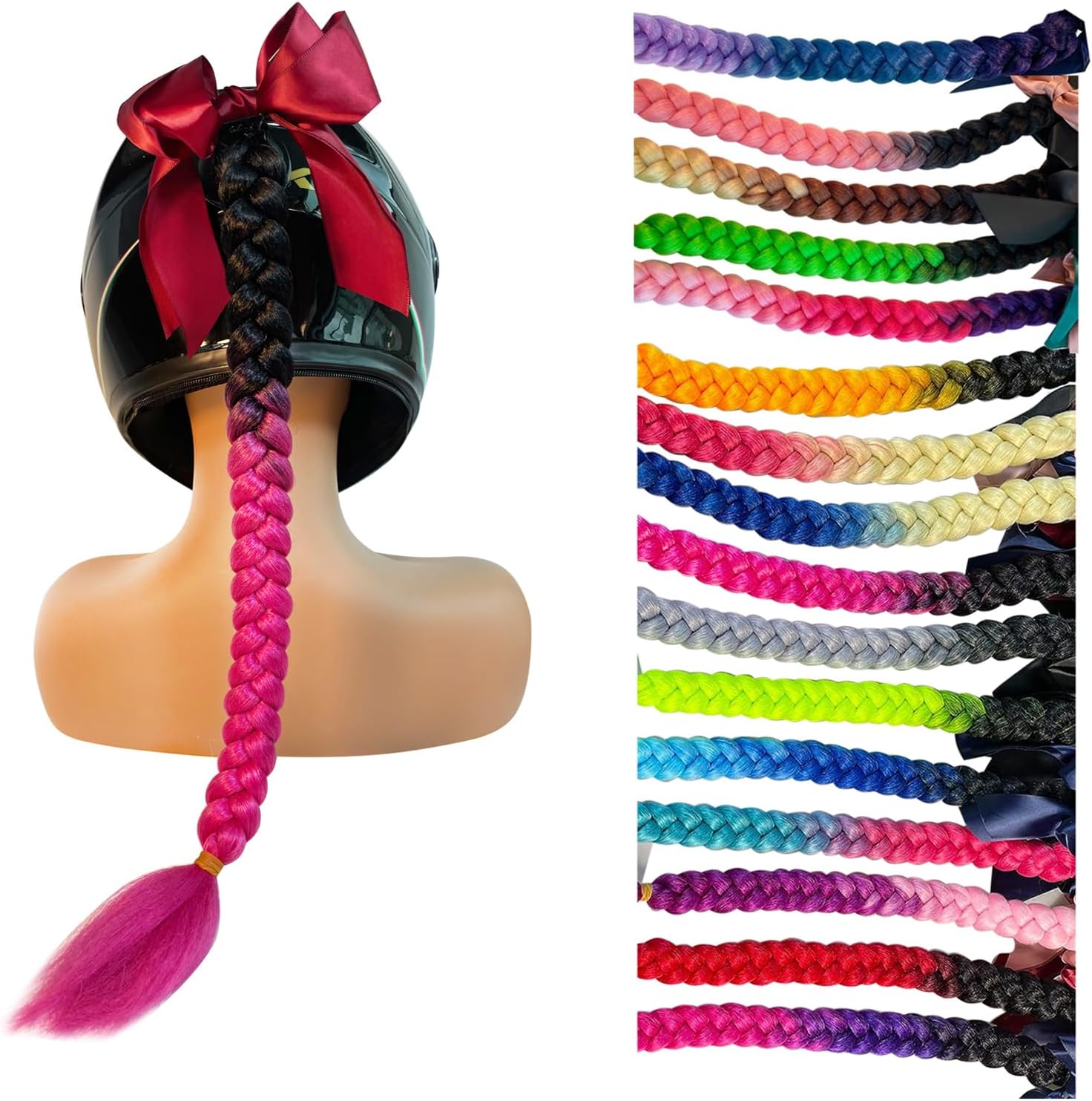 Amazon.com: HHongJM Helmet Hair Helmet Pigtails Gradient Ramp Braids ...