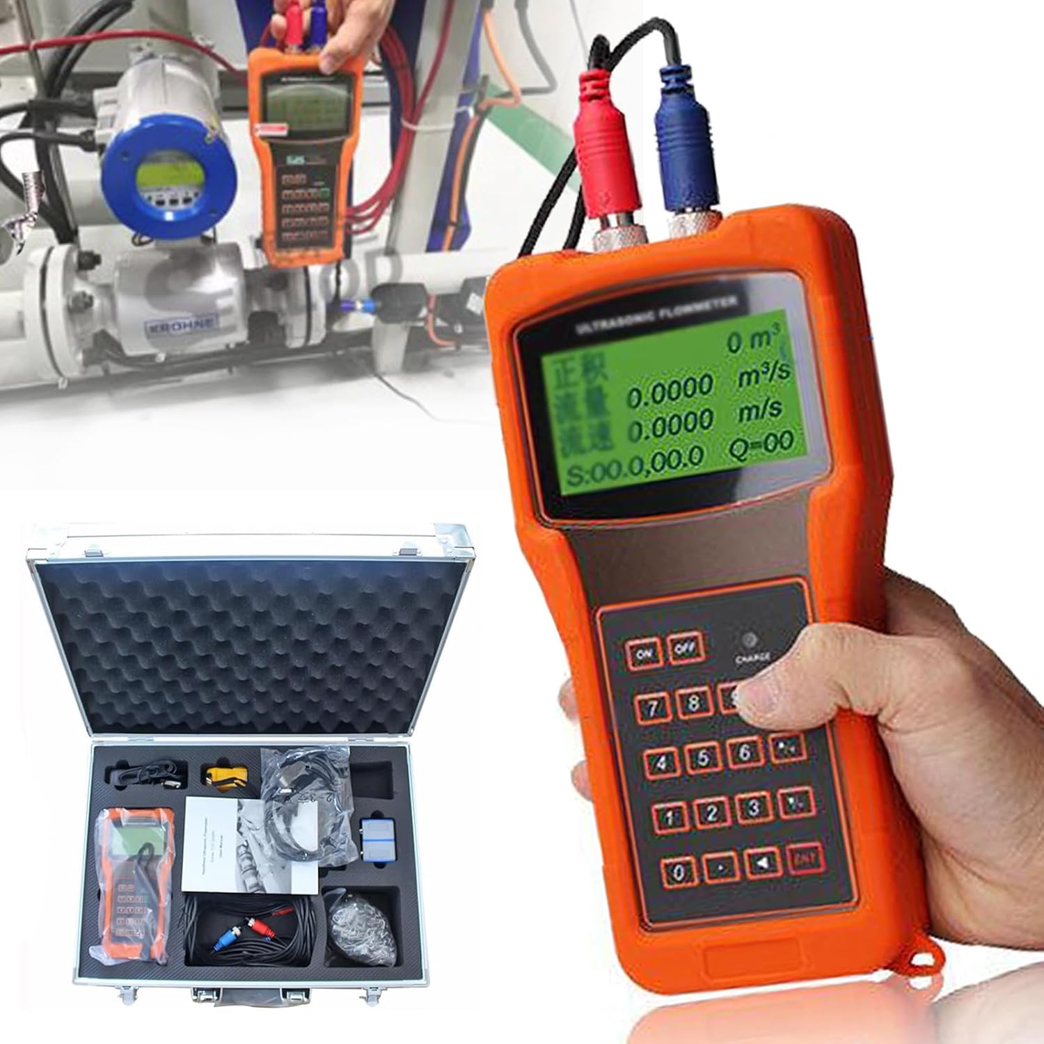 Amazon.com: ZWJABYY Handheld Ultrasonic Flowmeter Clamp on Flow Meter ...