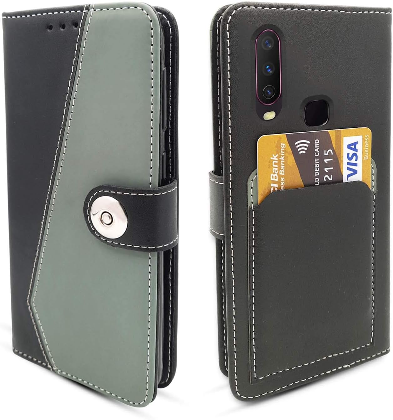 Pikkme Brown Leather Magnetic Vintage Flip Wallet Case Cover for Vivo ...