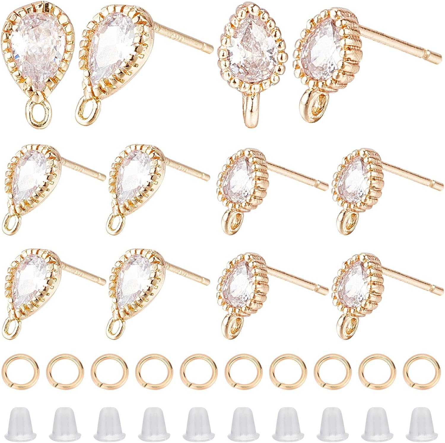 Amazon.com: CREATCABIN 1 Box 12Pcs 2 Size 18K Gold Plated Brass ...