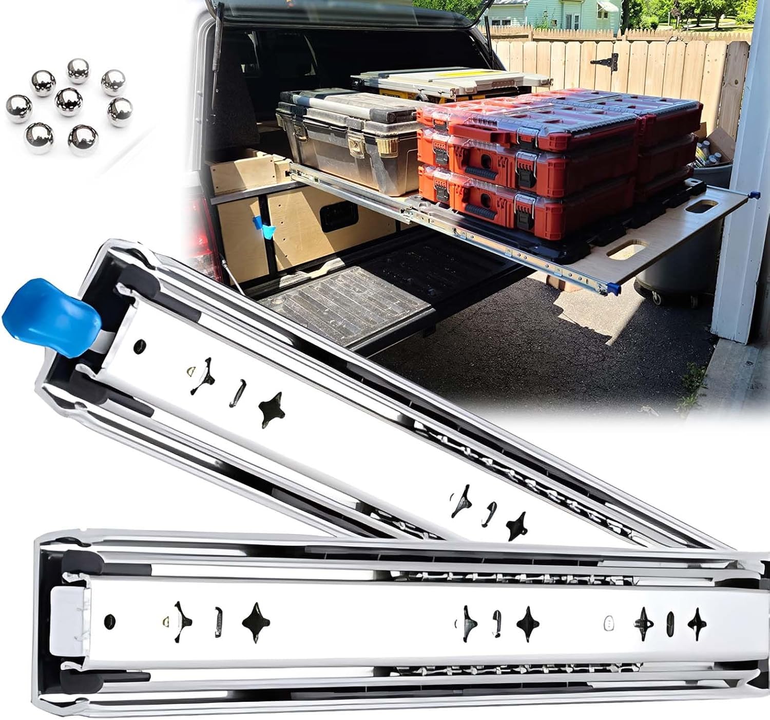 Heavy Duty Drawer Slides Full Extension Side Mount with Lock 12-58 Inch ...