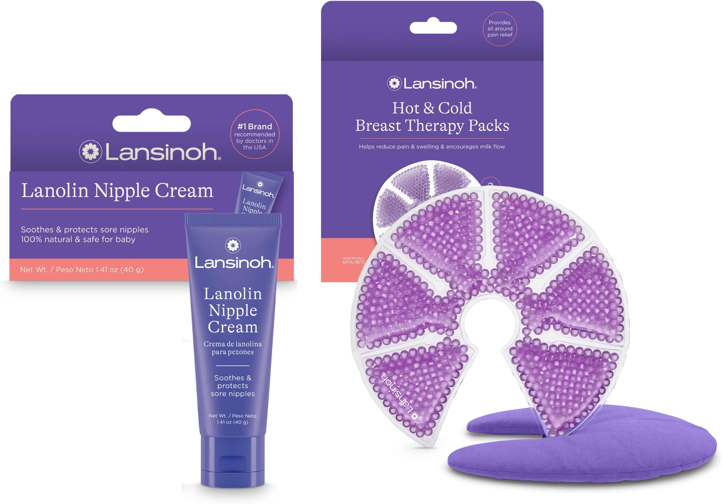 Amazon.com: Lansinoh Lanolin Nipple Cream, 1.41 Ounces, and Breast ...