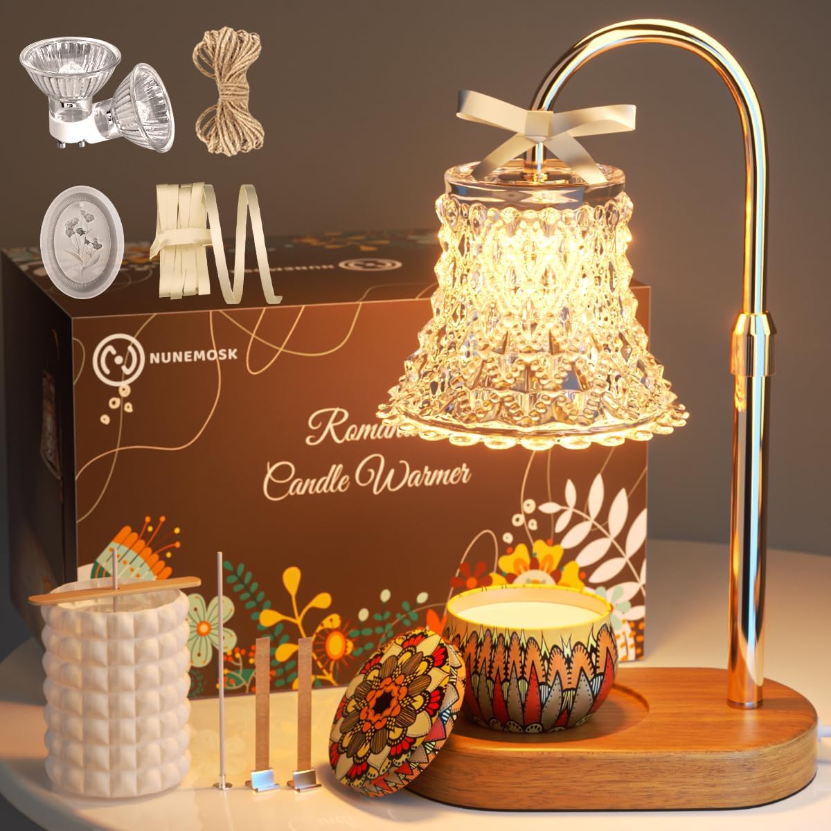 Amazon.com: Nunemosk Adjustable Candle Warmer Lamp with Timer, Dimmer ...