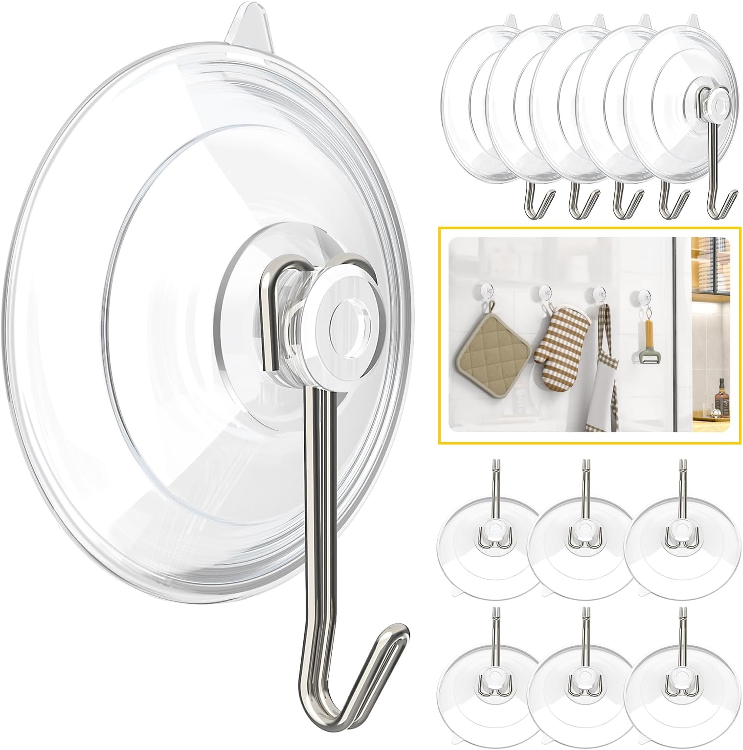 Amazon.com: HangerSpace Suction Cup Hooks, Upgrade 1.77 Inches Clear ...