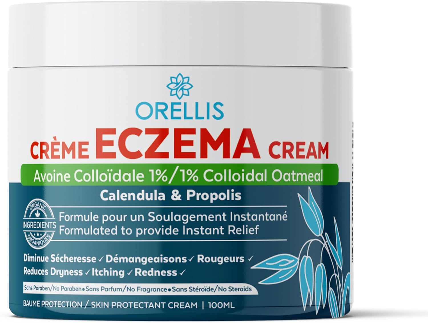 Orellis Natural Eczema Cream with Organic Colloidal Oatmeal, Calendula ...