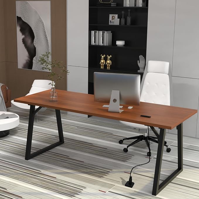 Amazon.com: 63’’ Executive Desk with Power Outlet, Large Office Desk ...