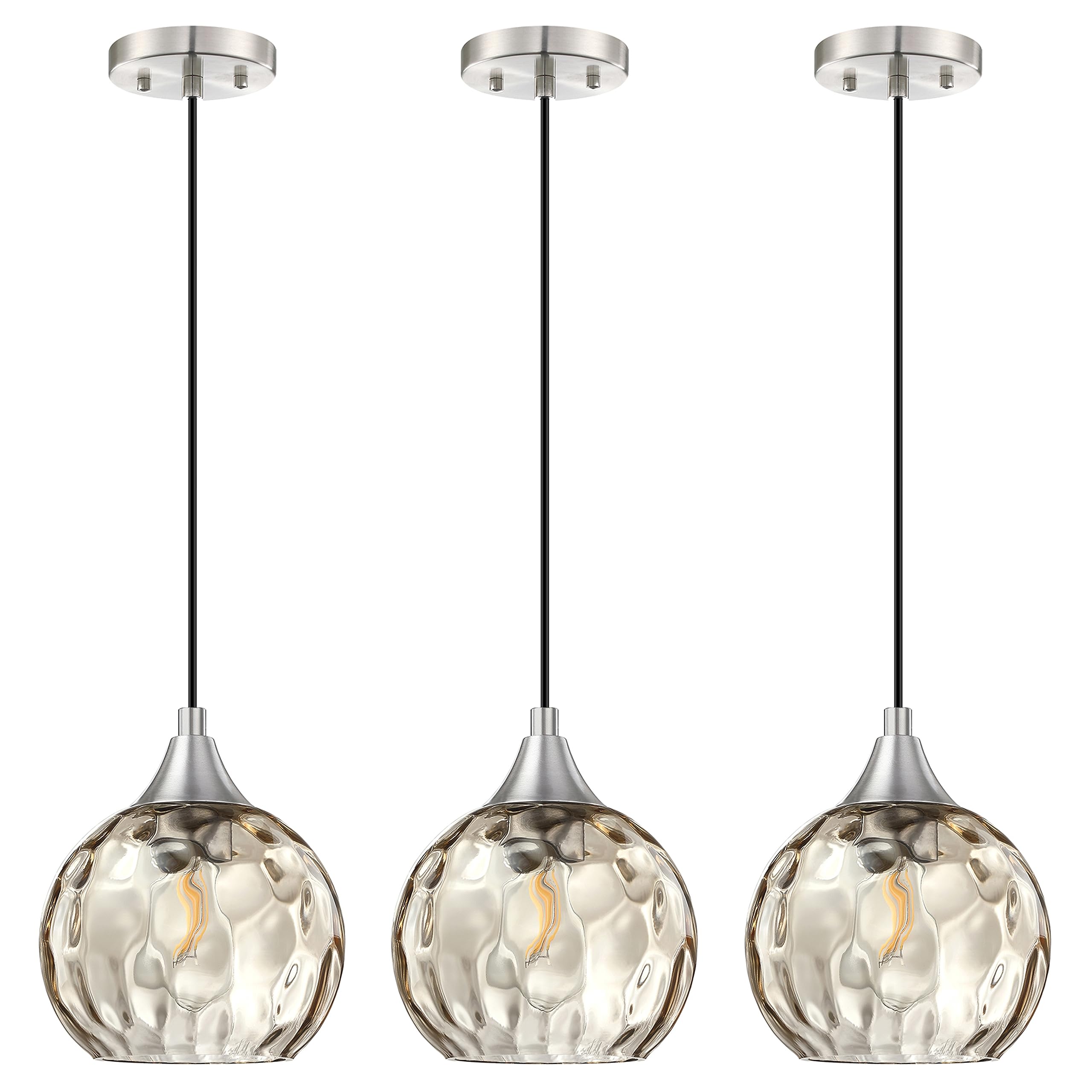 SEENMING HOUSE Pendant Light 6.3" Ancient Amber Hammer Glass Pendant ...