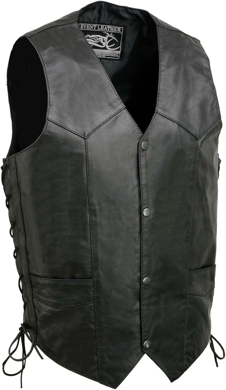 Amazon.com: EVENT LEATHER Men's 100% Genuine Leather Motorcycle Vest ...