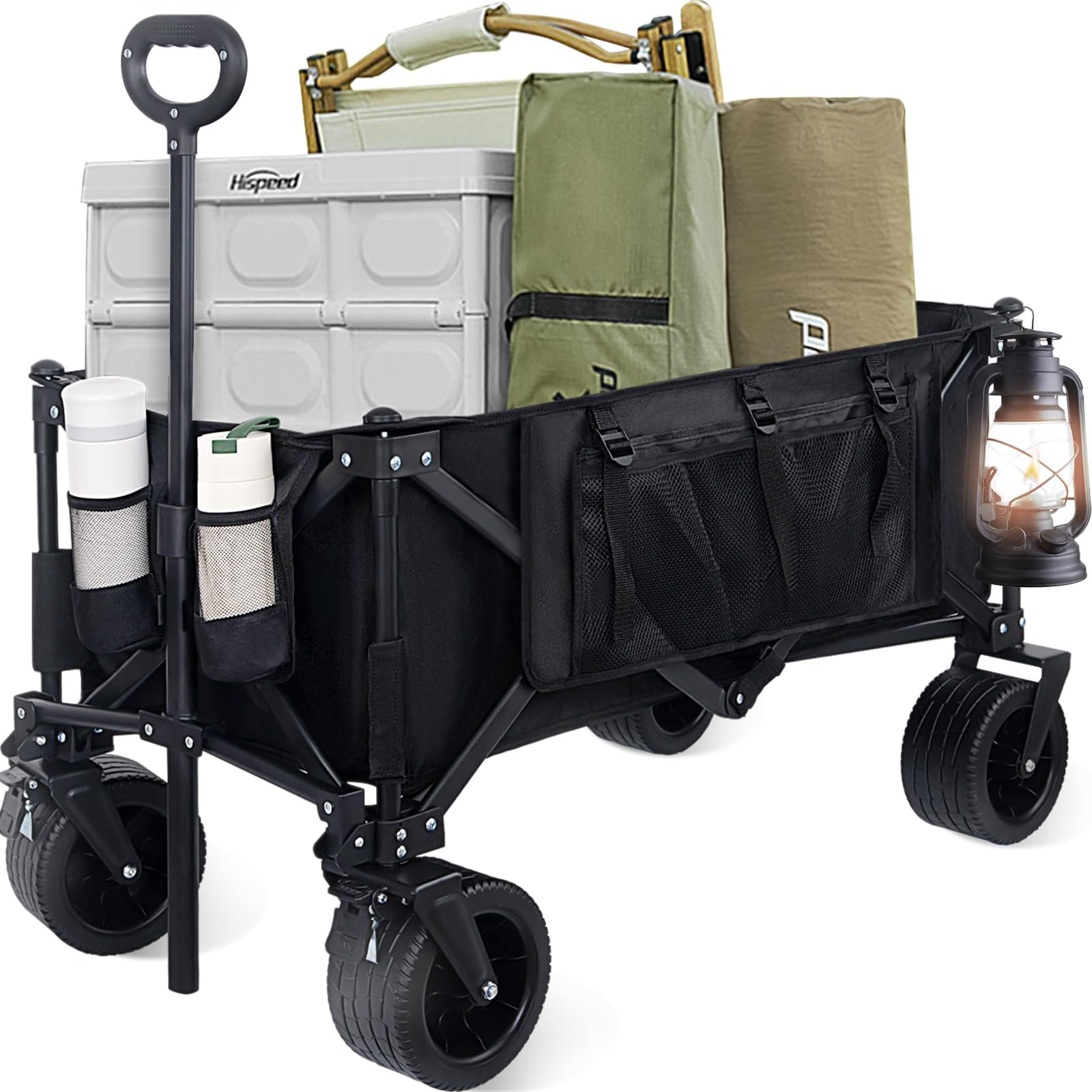 LEIMO KPARTS Collapsible Folding Wagon, Beach Wagon Cart Heavy Duty ...