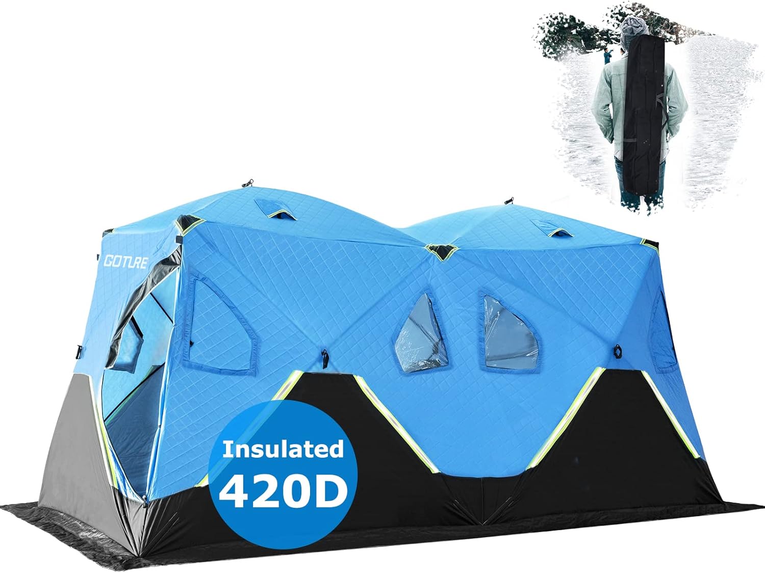 Amazon.com : Goture Insulated Ice Fishing Shelter 4-6 Person,420D Water ...