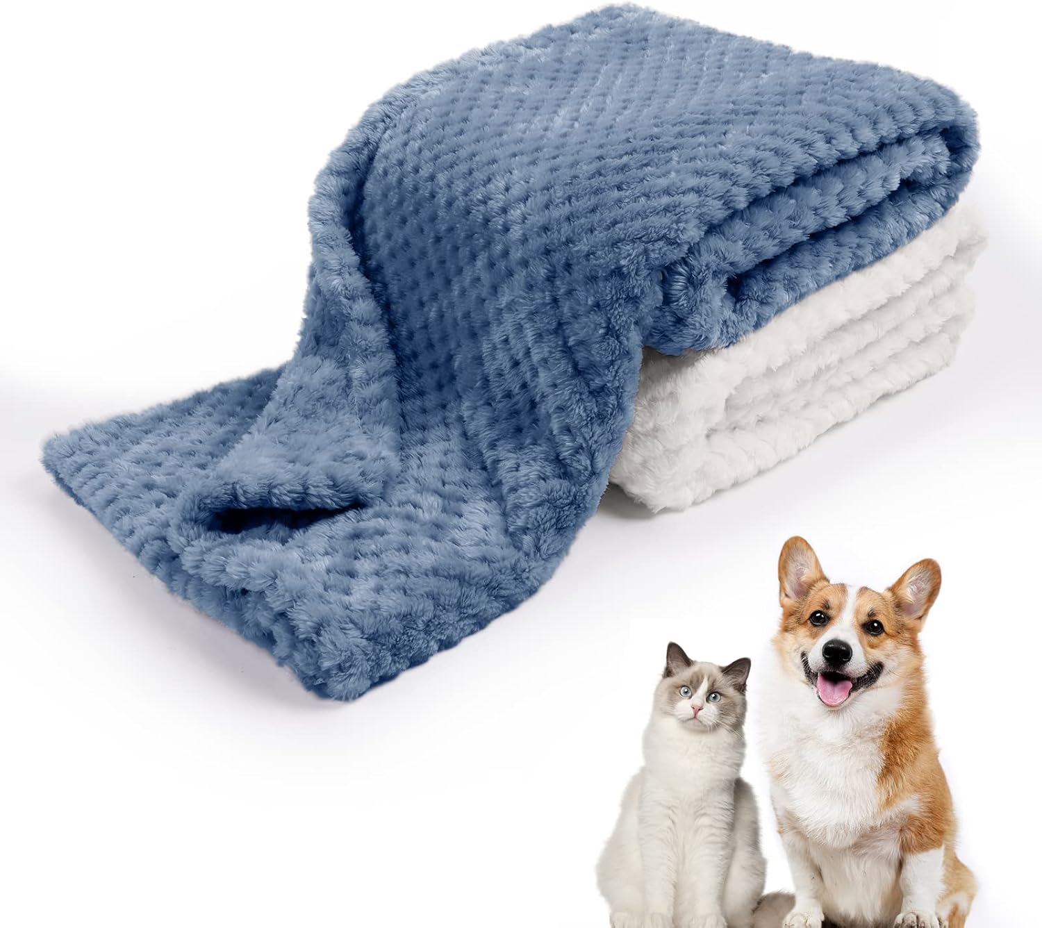 vsshe Dog Blankets, 2 Packs Washable Premium Pet Blankets for Puppies ...