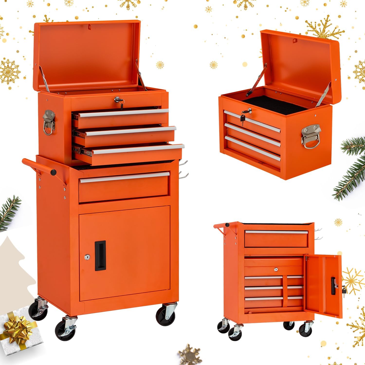 Amazon.com: Danrelax 4-Drawers Rolling Tool Chest, Heavy Duty Tool Cart ...
