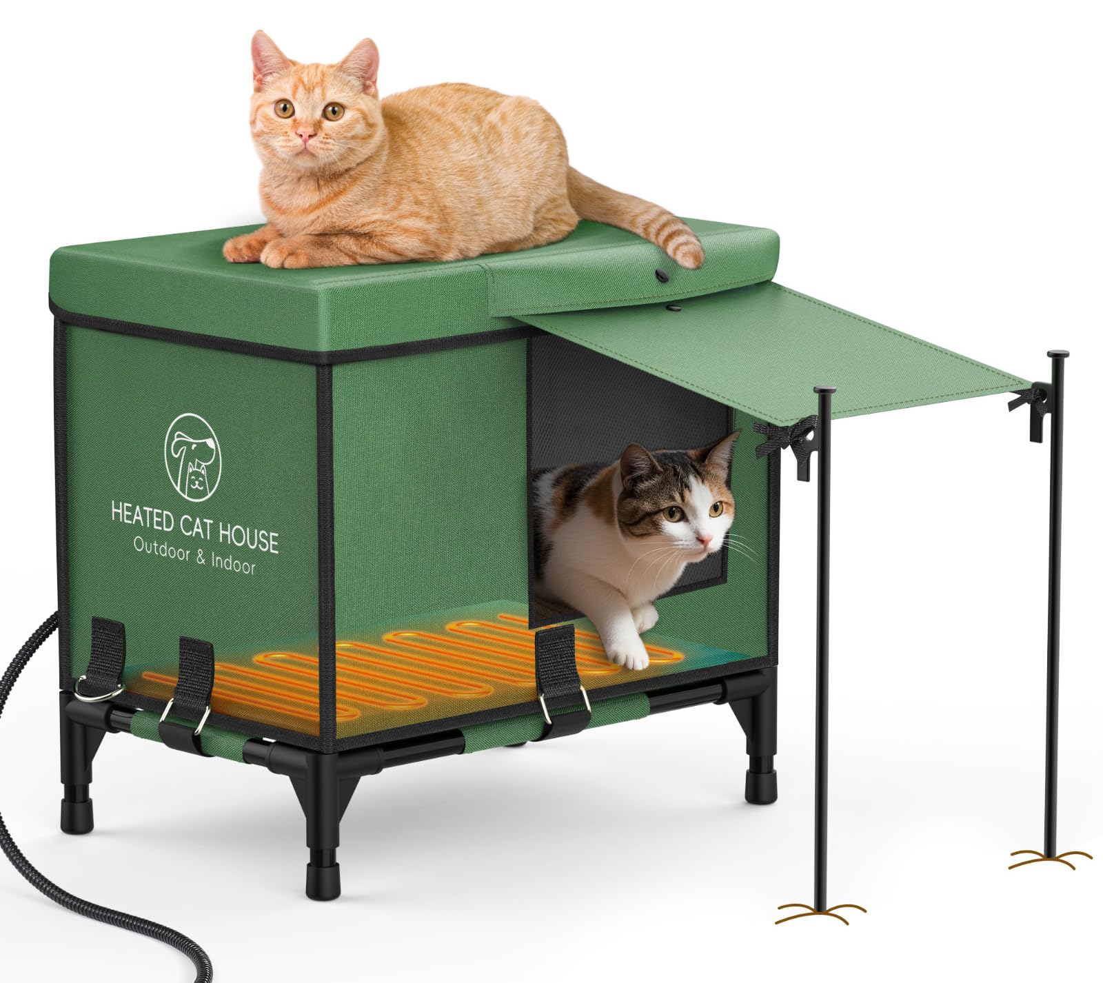 Pawaboo Indestructible Heated Cat House for Outdoor in Winter, 100% ...