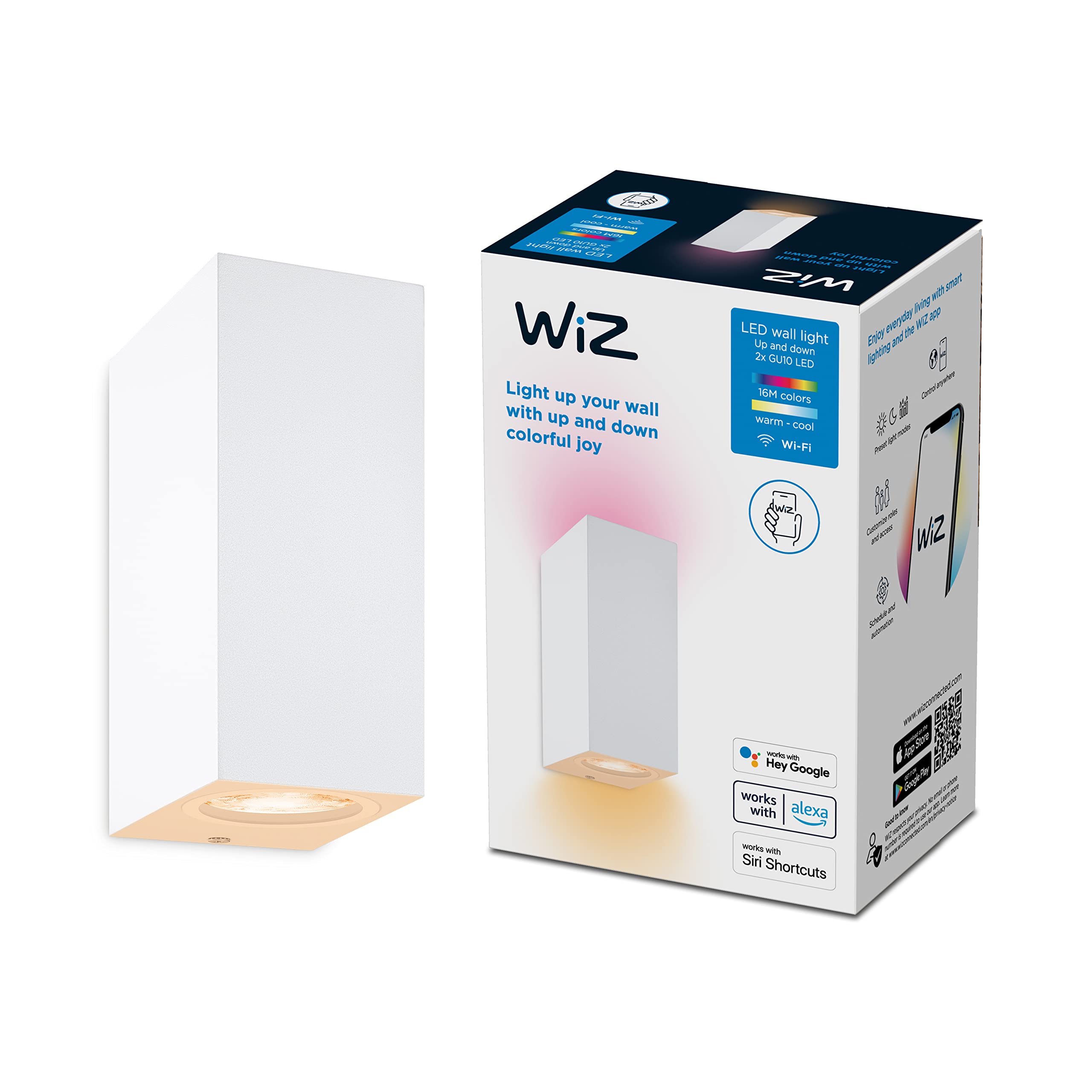 WiZ Lampada da Parete Smart Up and Down Wi-Fi, 2 Punti Luce, Luce ...