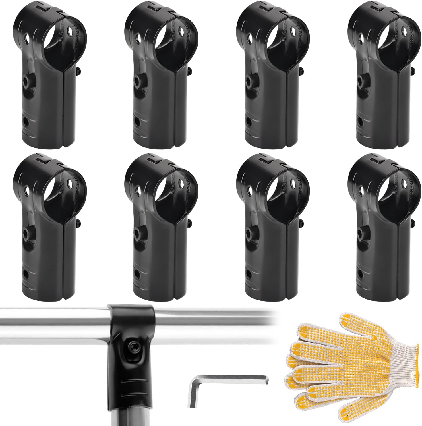 eoere 20 Sets Black T Pipe Clamp Connector Fittings, Steel Tee End ...