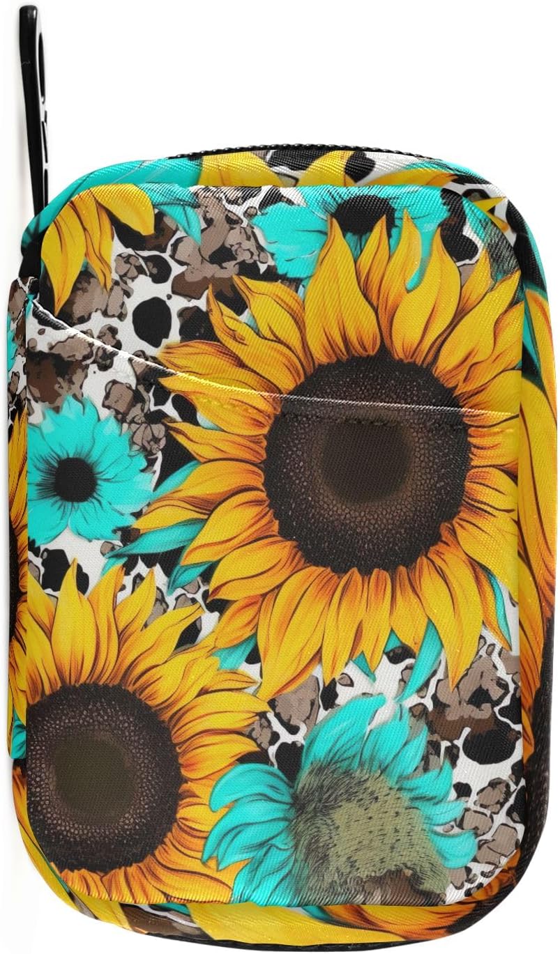 Amazon.com: Colorful Sunflower Cow Print Pill Organizer Weekly Vitamin ...