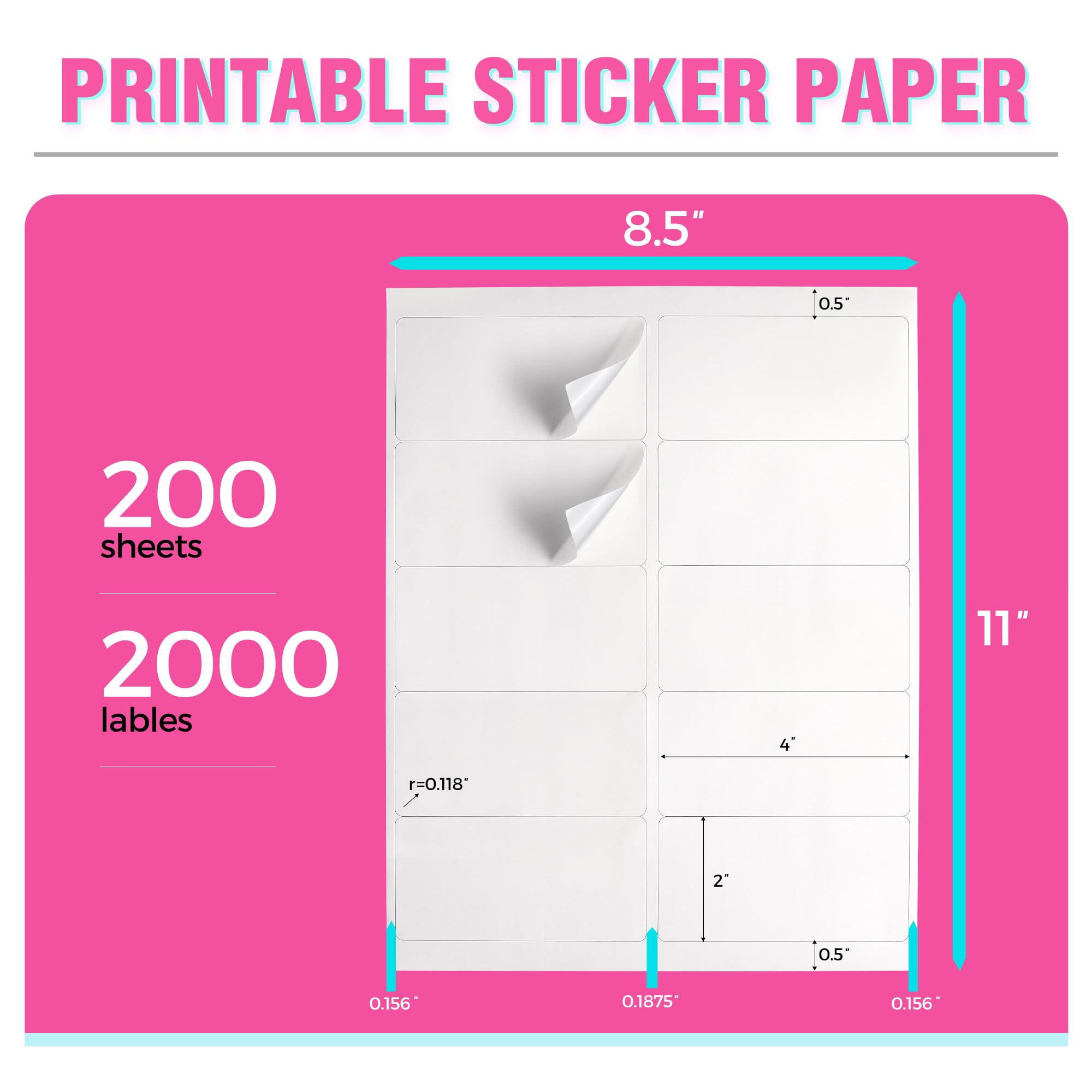 Snapklik.com : 2000 Label Stickers For Printer 2" X 4" Mailing Labels ...