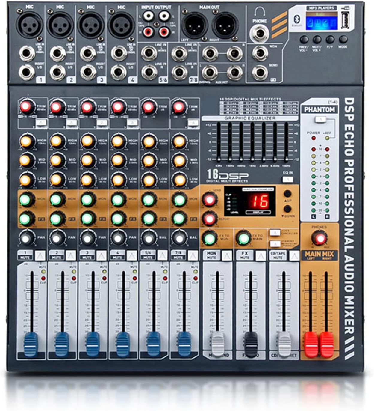 Amazon.com: 6-channel DJ Mixer, Professional Wireless Audio Mixer with ...
