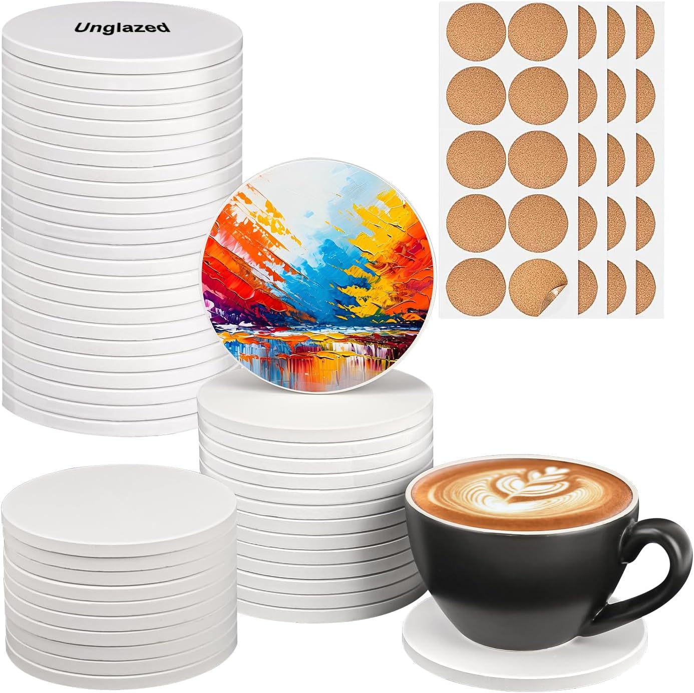 Amazon.com: IHDYPPEW 50 Pack 4 inch Round Ceramic Tiles for Crafts ...