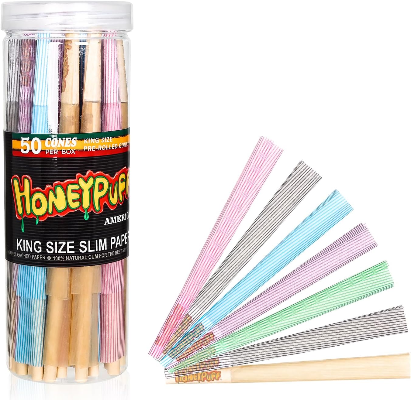 Amazon.com: Honeypuff Colorful Pre Rolled Cones, 50 Pack King Size ...