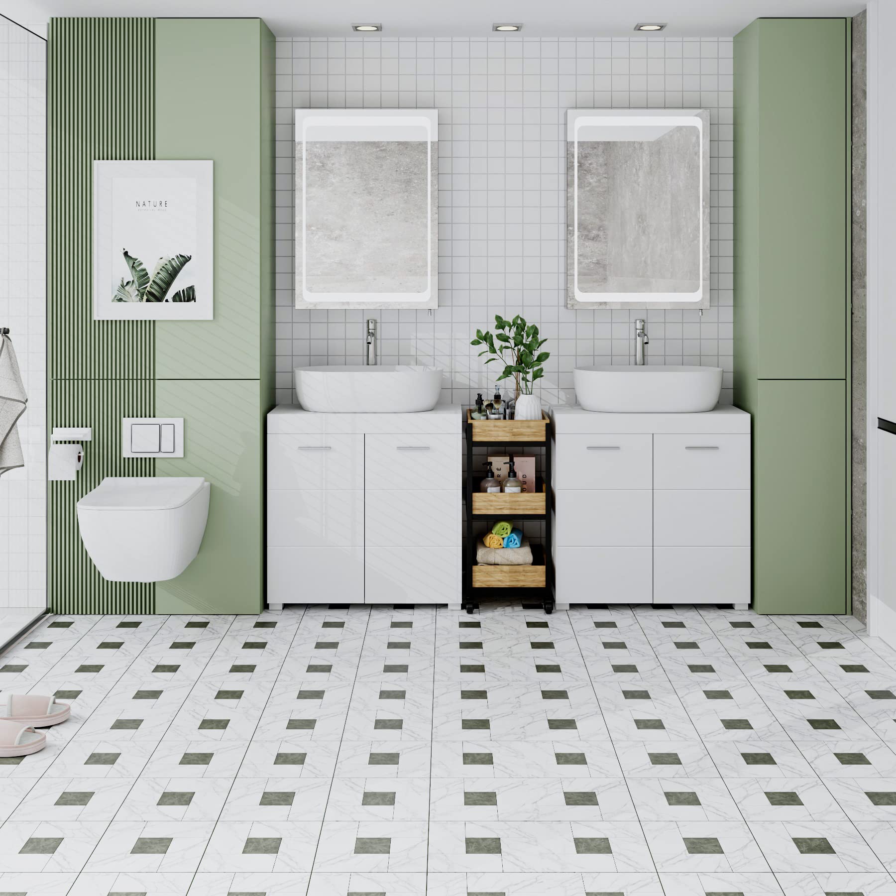 Sink Vanity With Wheels Small Bathroom Vanity Basin, Narrow Bathroom