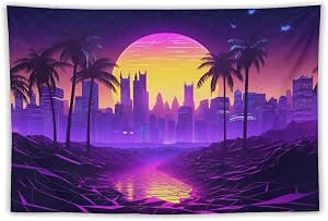 Amazon.com: PailailaiNest Wall Art Tapestry Neon Synthwave Palm Tree ...